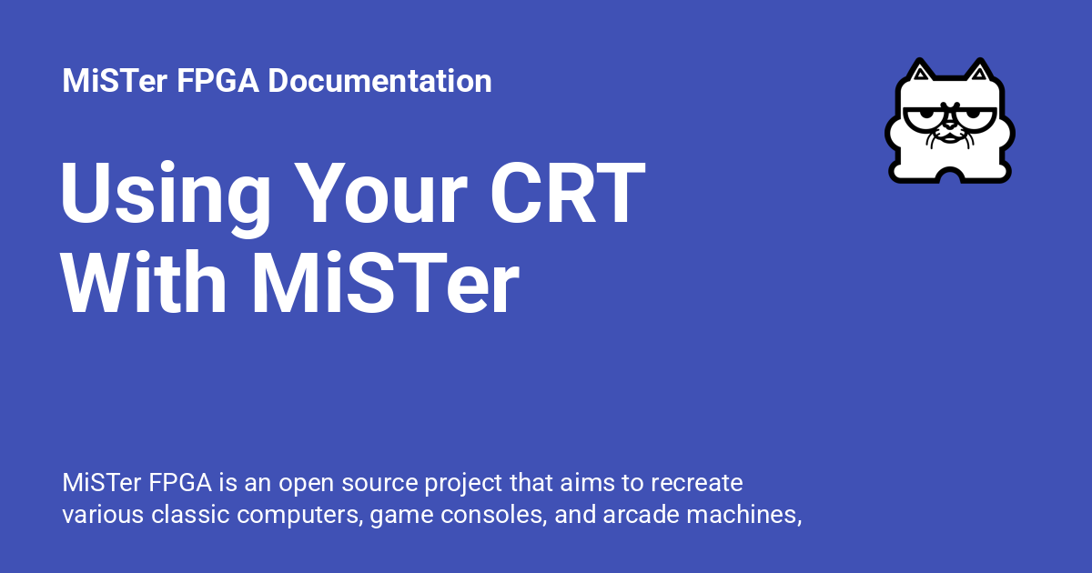 Using Your CRT With MiSTer - MiSTer FPGA Documentation