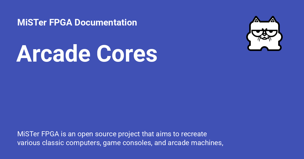 Arcade Cores - MiSTer FPGA Documentation