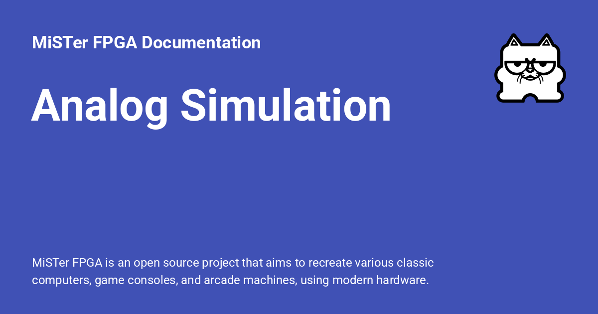 Analog Simulation - MiSTer FPGA Documentation