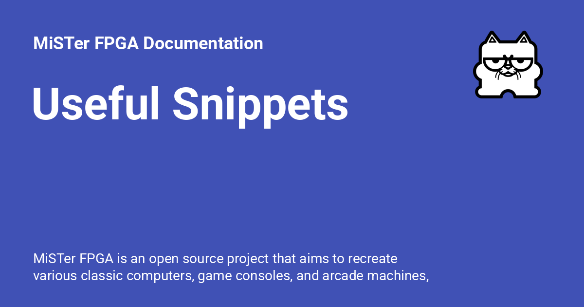 Useful Snippets - MiSTer FPGA Documentation